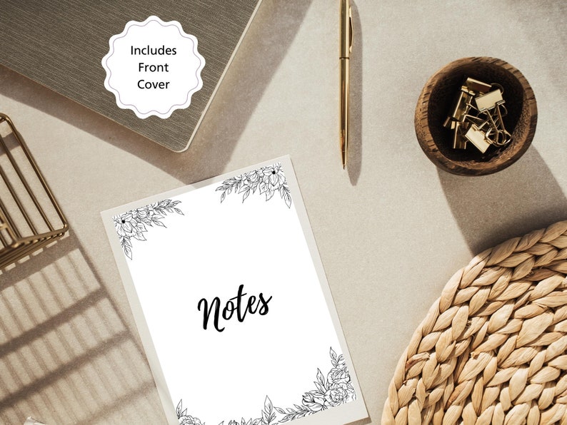 Colouring in Activity Lined Paper Download Note Black and White Flower ...