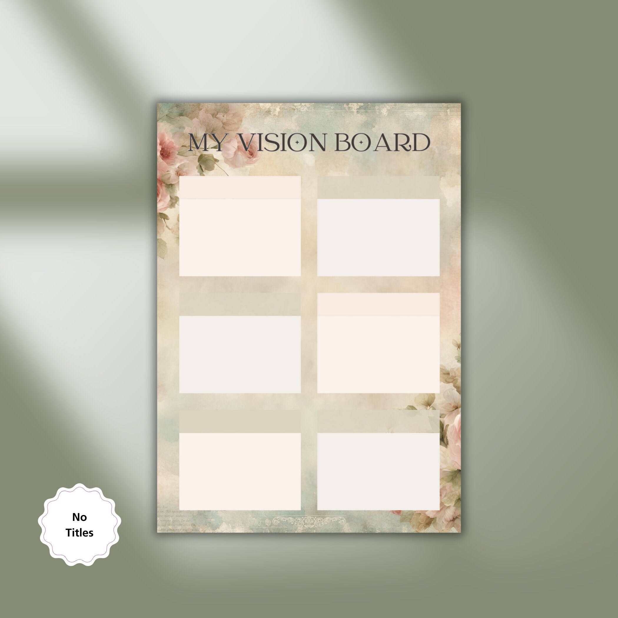 Shabby Chic Vision Board Manifestation Victorian Pink Rose Floral ...