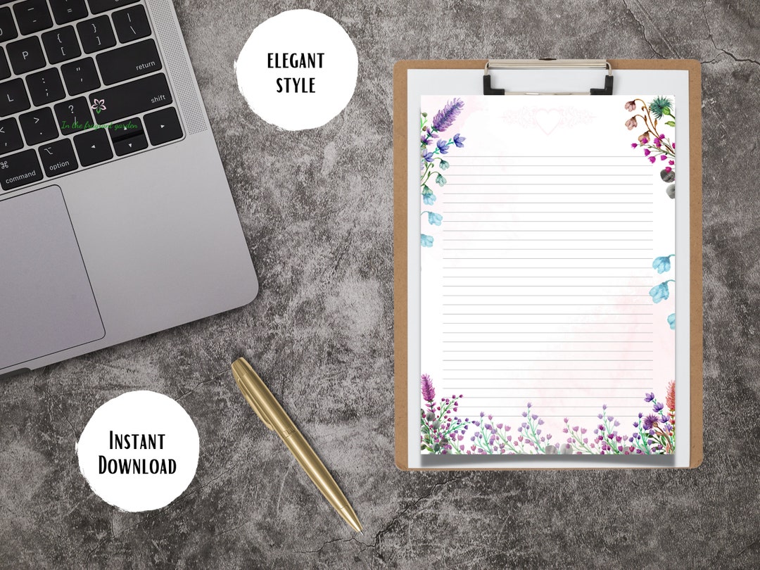 Wildflower Lined Paper Instant Download Flower Back to School Writing ...