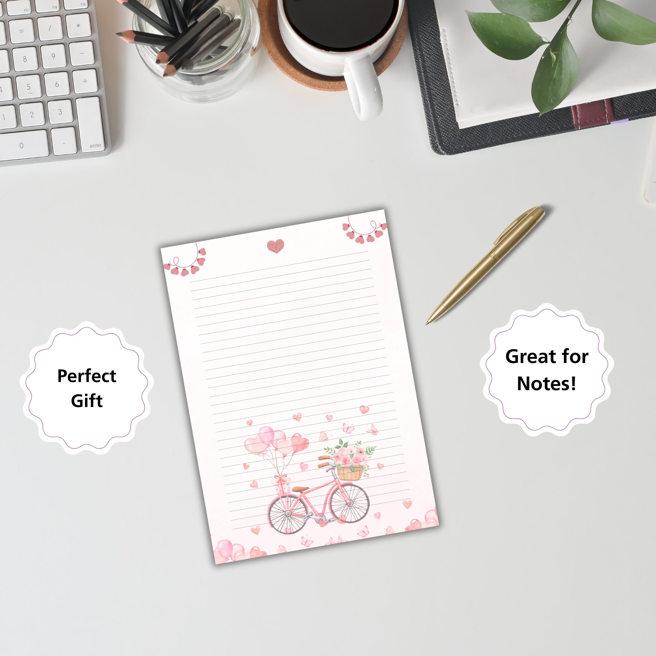 Happy Birthday Bike Letter Writing Paper Pink Floral - Etsy