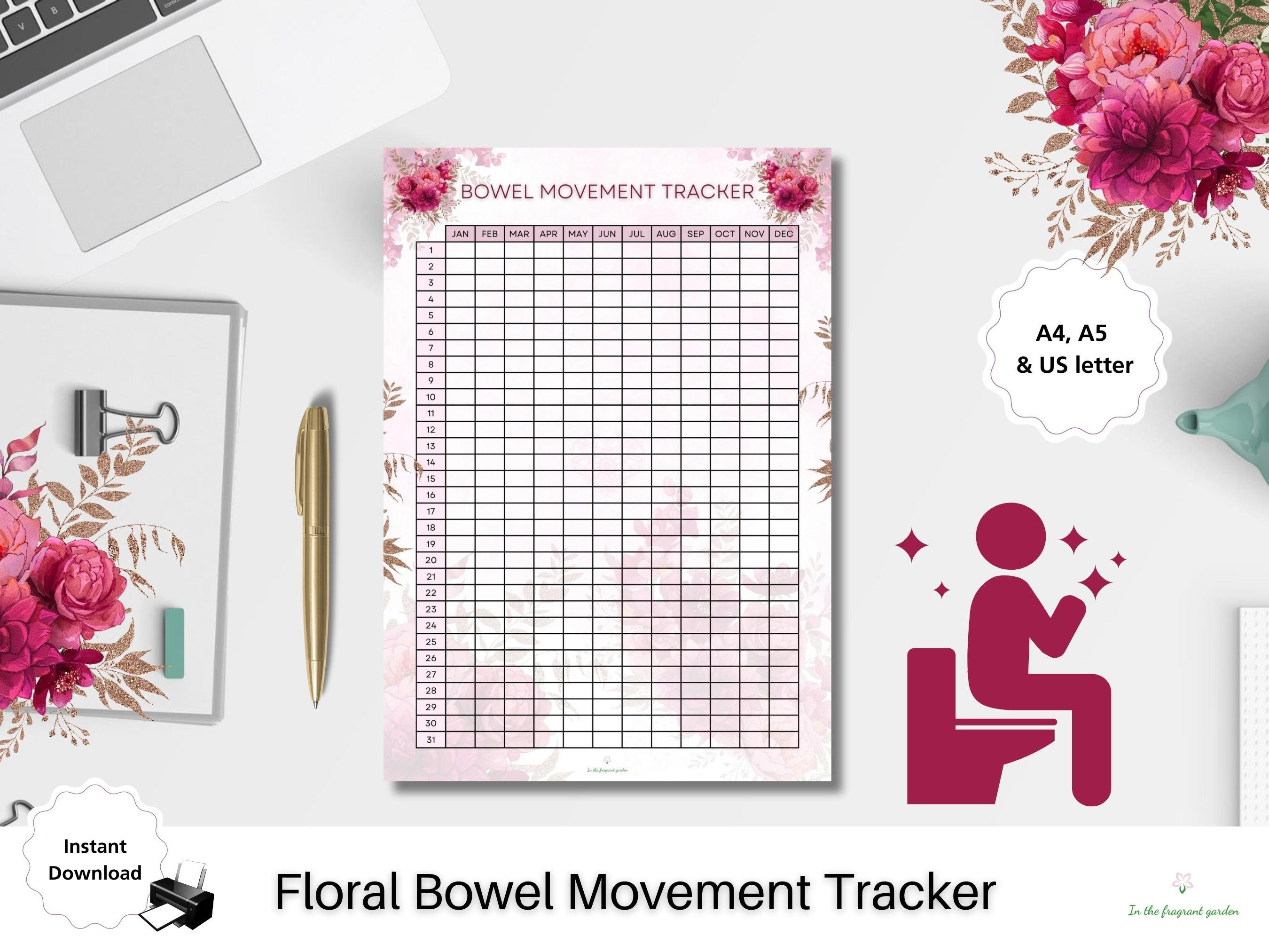 Bowel Movement Tracker IBS Printable Daily Florai Log Track Check ...