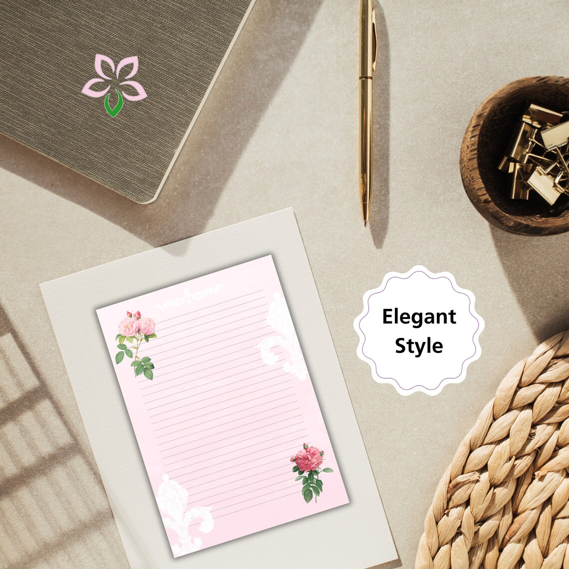 French Vintage Floral Rose Letter Writing Paper Shabby Chic Victorian ...