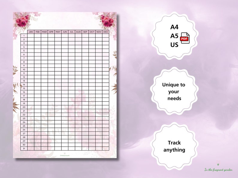 PDF Floral Printable Blank Tracker Daily Log Time Sheet Insert Schedule ...