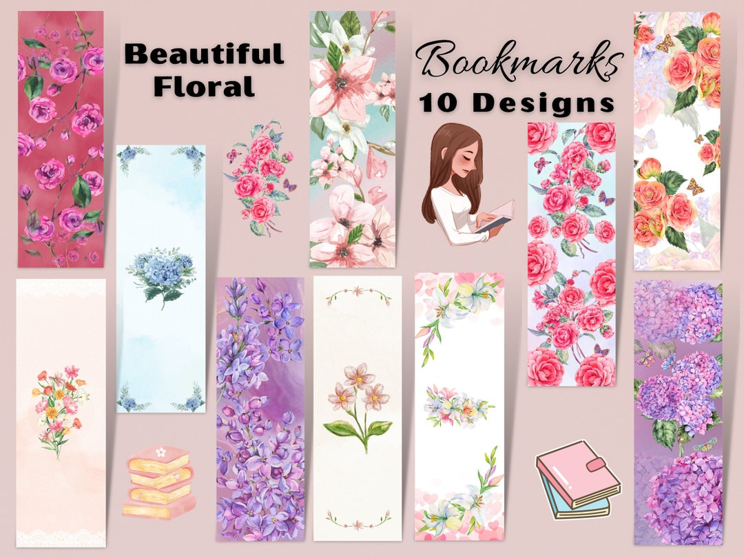 Pretty Unique Bookmarks Bookworm Book Club Bookmark Floral Download ...