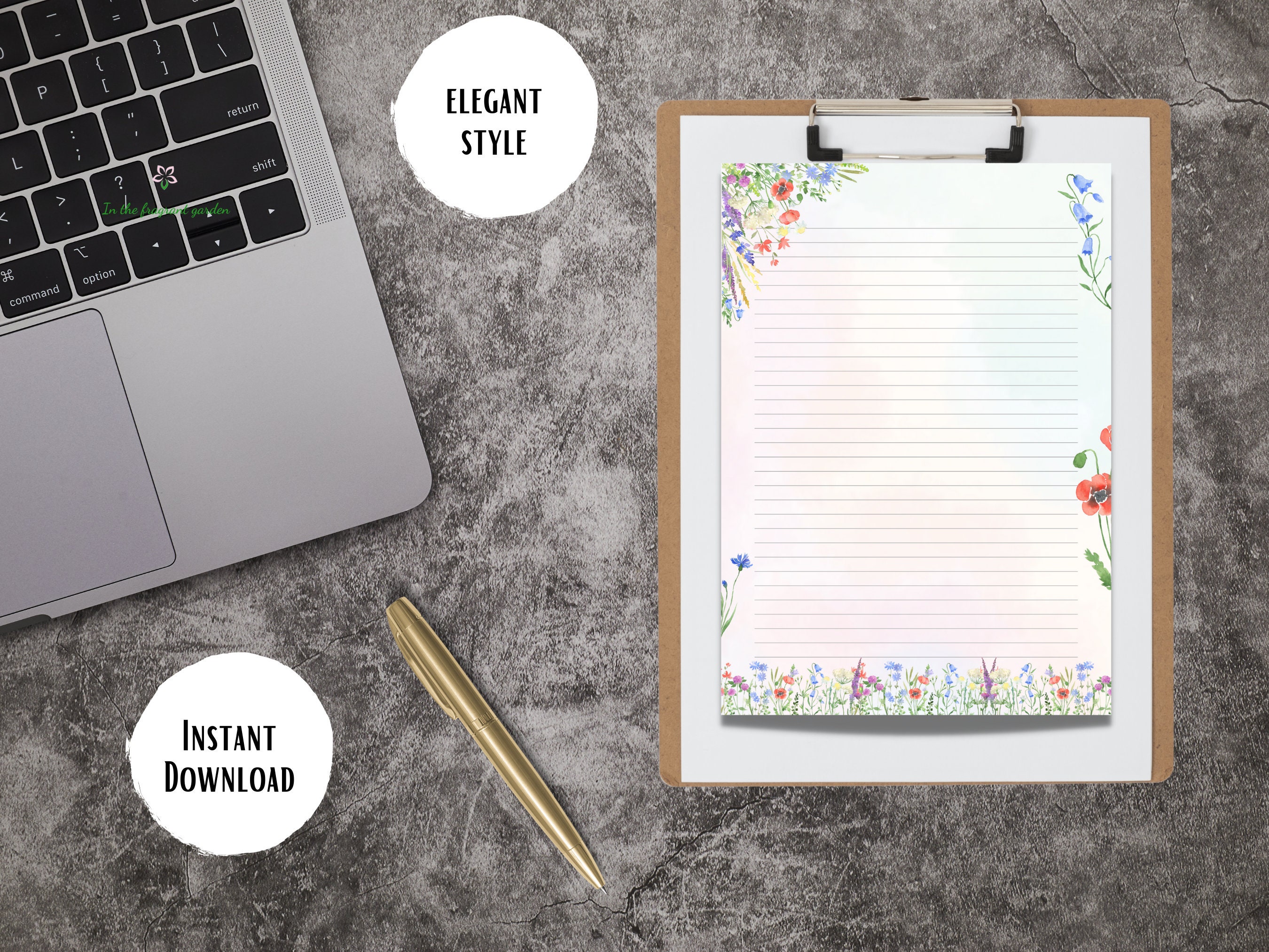 Wildflower Lined Paper Instant Download Flower Teacher Writing Pad ...