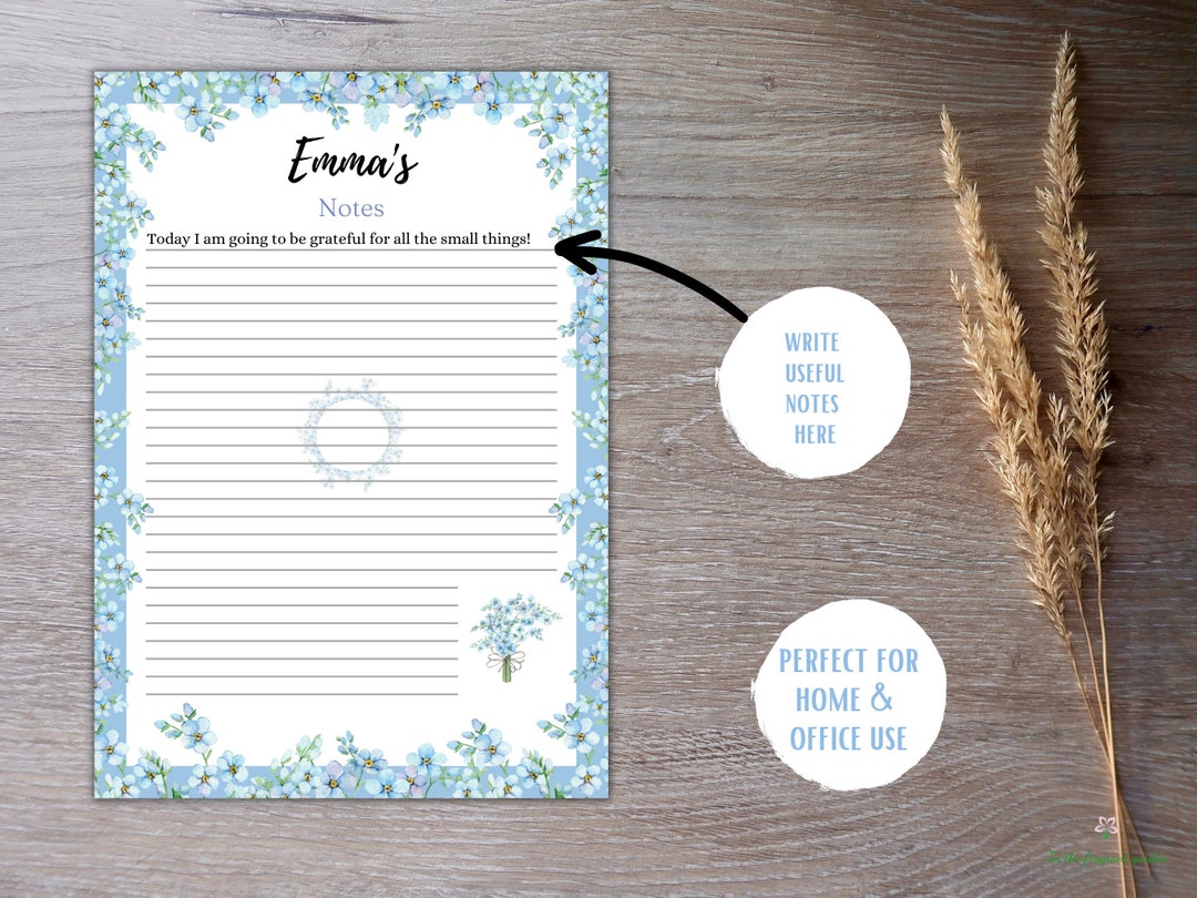 Forget Me Not Stationery Notes Page Printable Lined Writing Paper ...