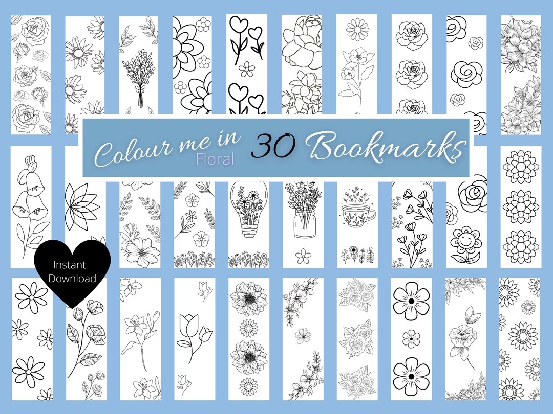 Colouring Floral Bookmarks Floral Printable Floral Bookmarks X30 Kids ...