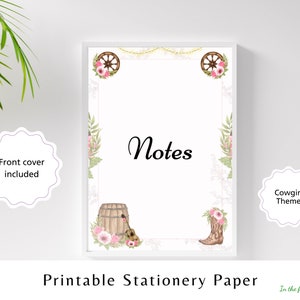 Cowgirl Cowboy Boots With Flowers Stationery Floral Lined Paper ...