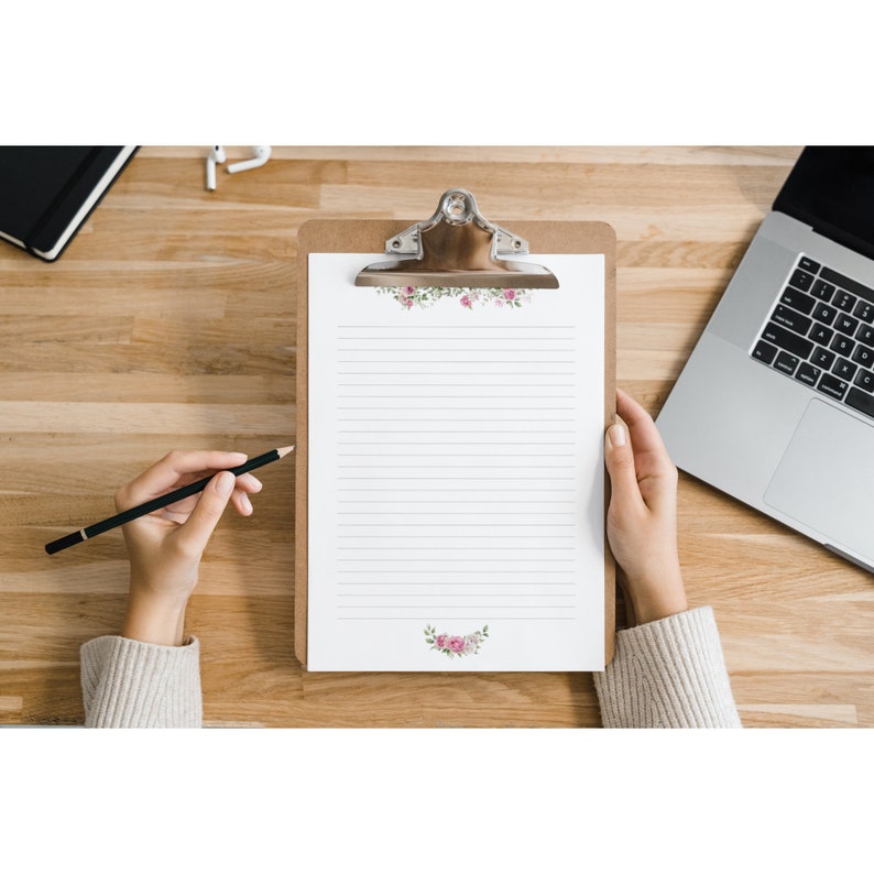 Floral Stationery Floral Lined Paper Download Writing Pad Note Page ...