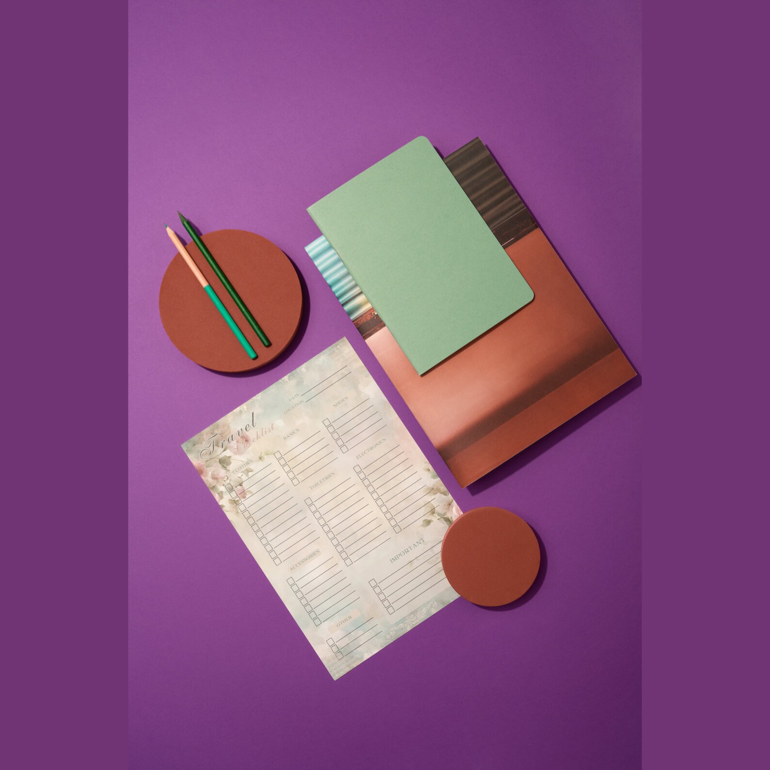 Shabby Chic Travel Checklist Planner Victorian Pink Rose Floral ...