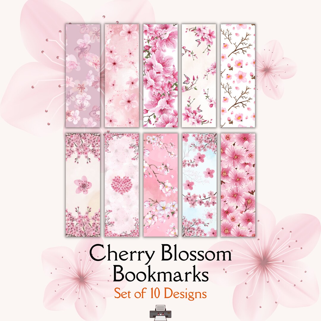 Cherry Blossom Bookmarks for Bookworms | Floral Bookmark Set for Book ...
