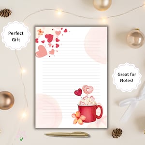 Hot Chocolate Stationery Letter Writing Paper Floral Lined Paper ...