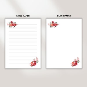 Floral Stationery Floral Lined Paper Download Writing Pad Note Page ...
