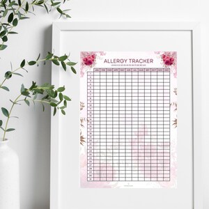 Printable Allergy Tracker Daily Floral Hayfever Log PDF Improve ...