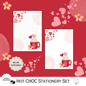 Hot Chocolate Stationery Letter Writing Paper Floral Lined Paper ...