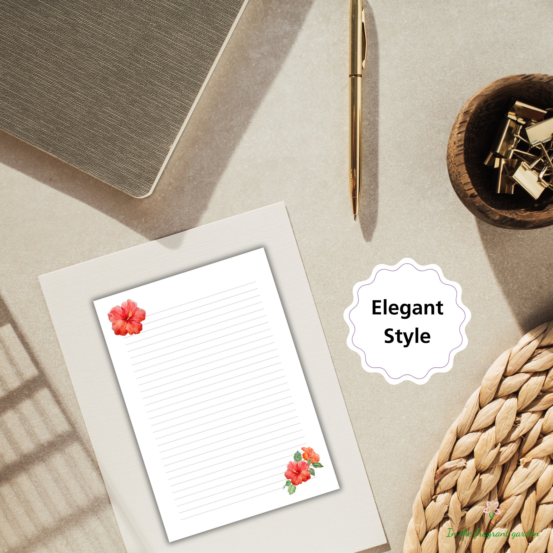 Floral Stationery Floral Lined Paper Download Writing Pad Note Page ...