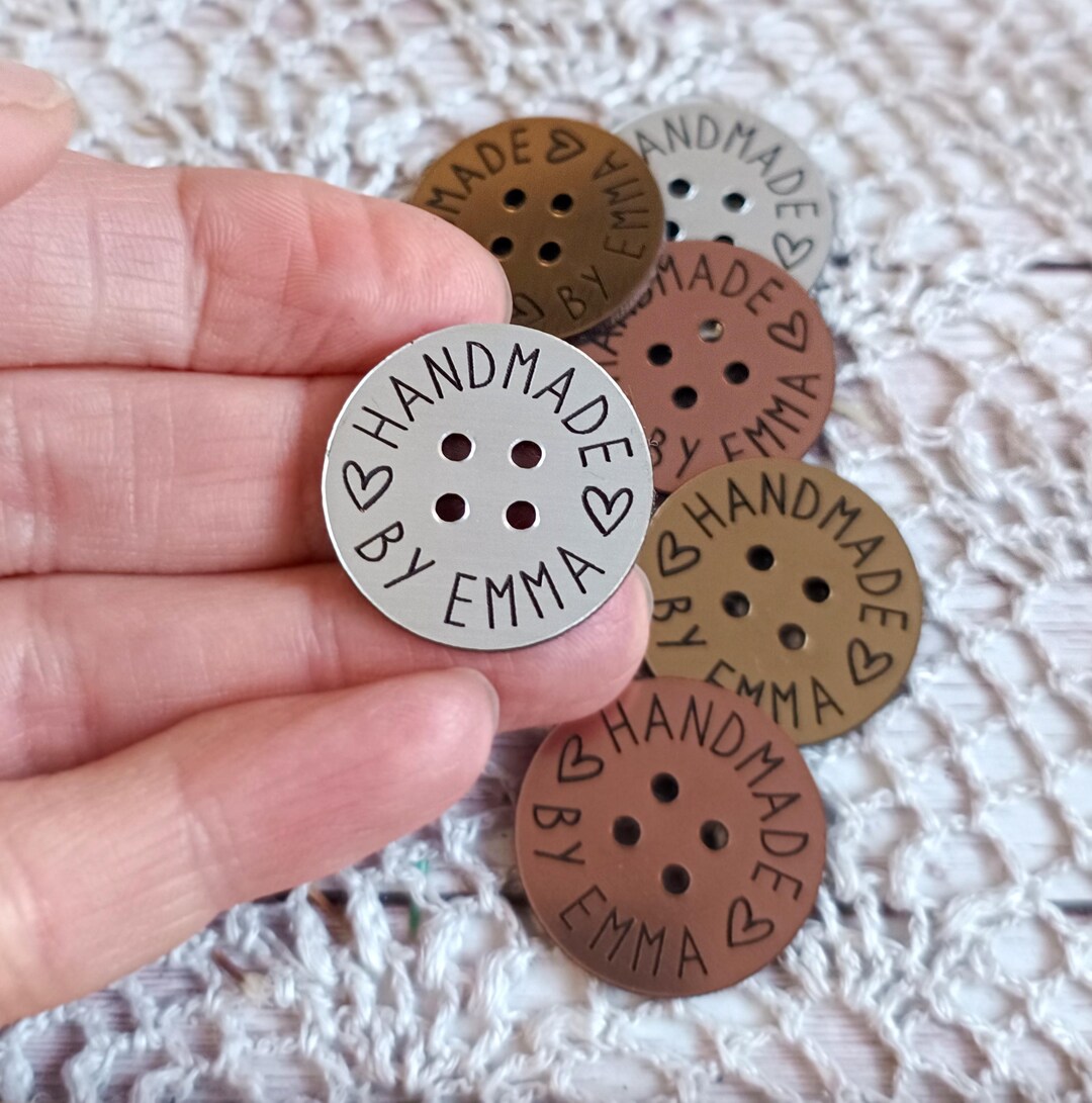 Personalized Acrylic Buttons in Gold Silver or Copper, Product Tags ...