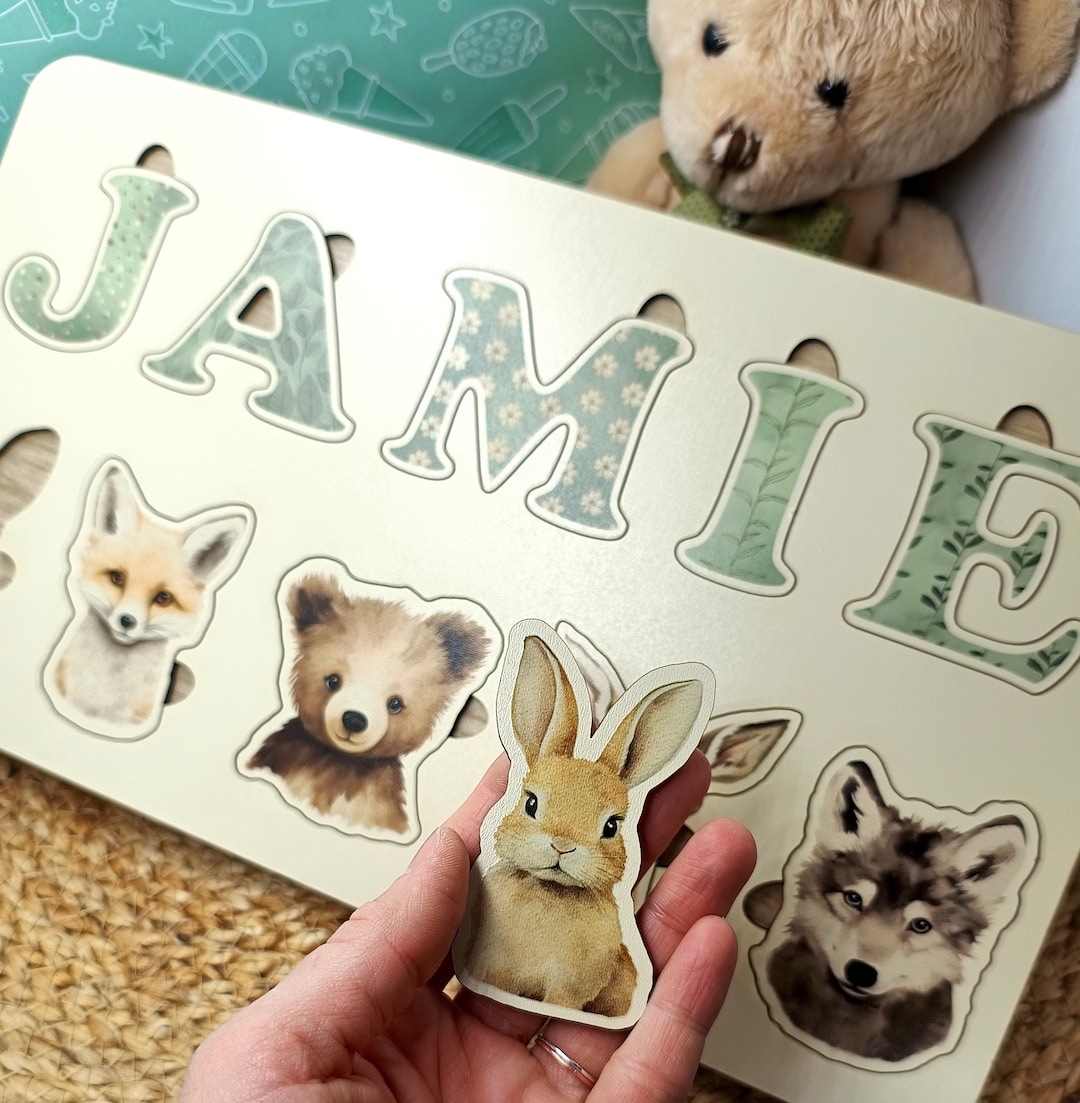 Personalized Wooden Name Puzzle, Kids Name Puzzle, Toddler Montessori ...