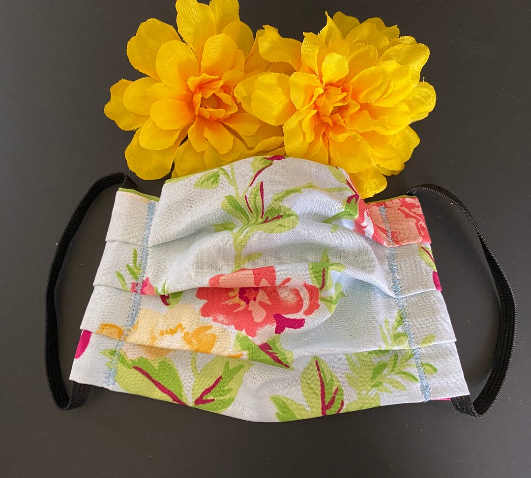 Blue Floral Print Mask - Etsy