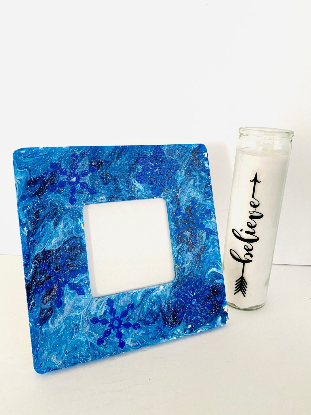 Painted Snowflake Picture Frame, Winter Decor - Etsy