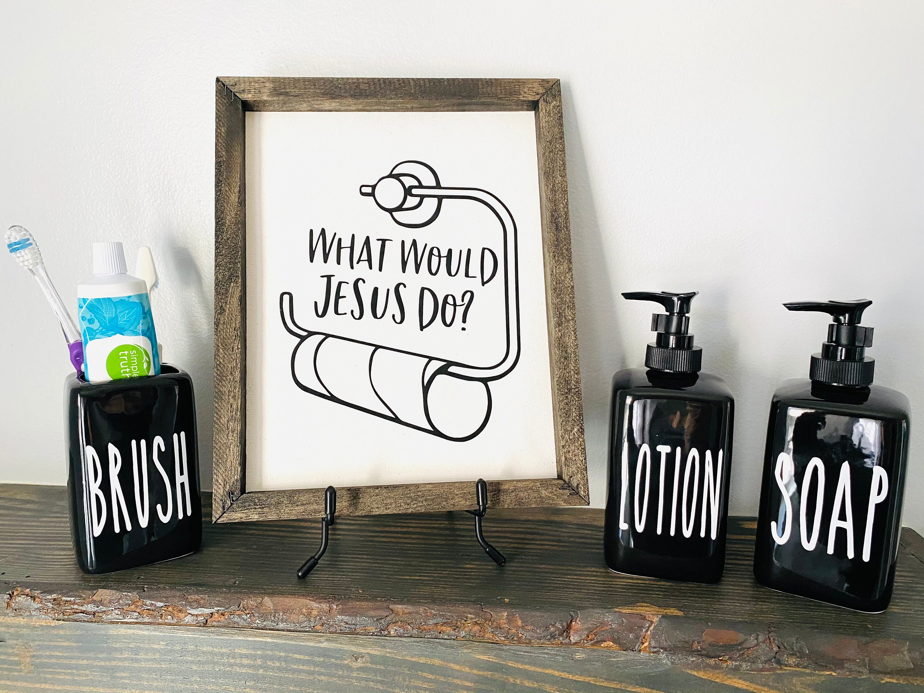 Set of 2 WWJD Reverse Canvas Signs Rustic Bathroom Sign | Etsy