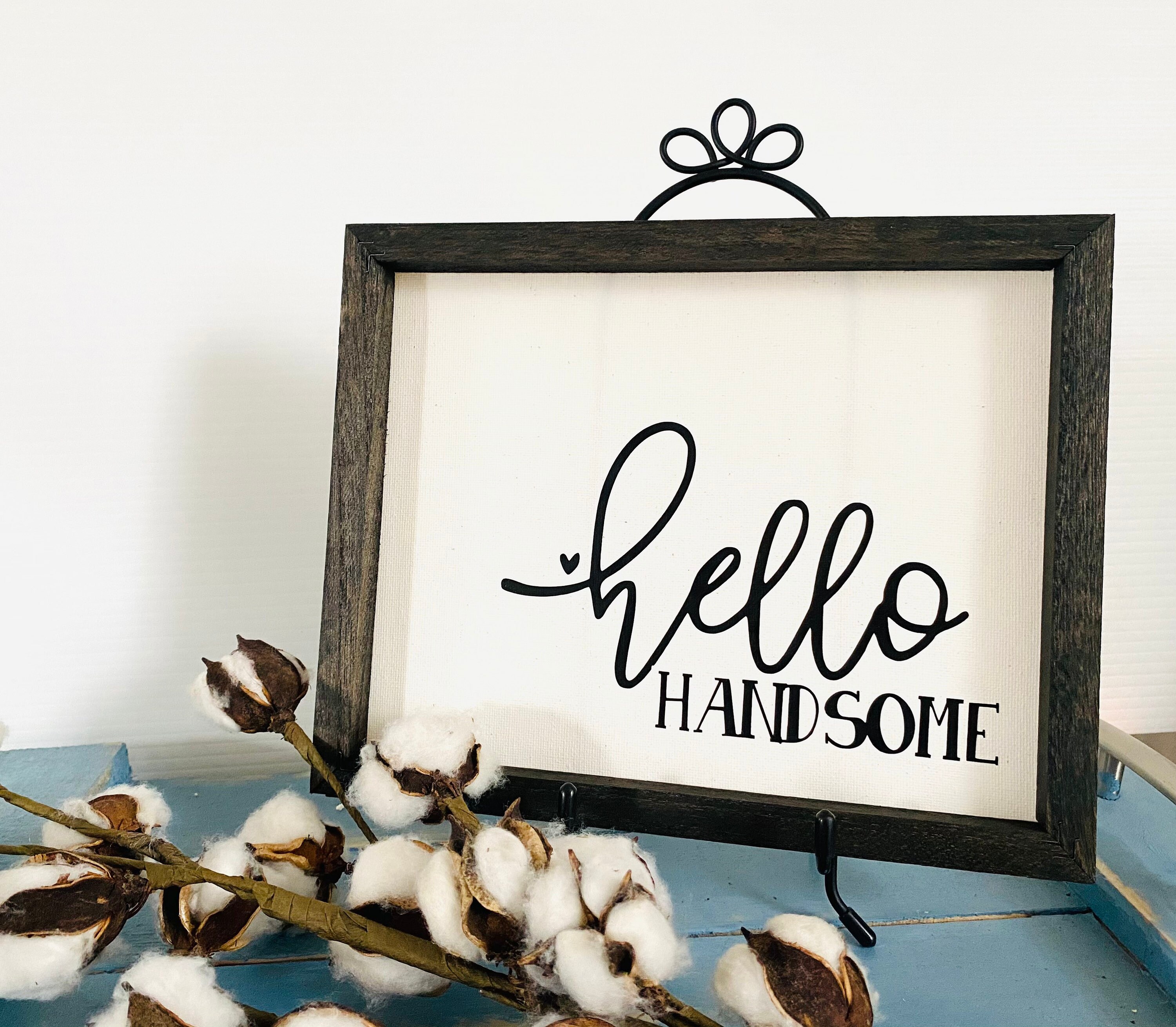 Hello Handsome Sign Rustic Bathroom Sign for Him Reverse - Etsy