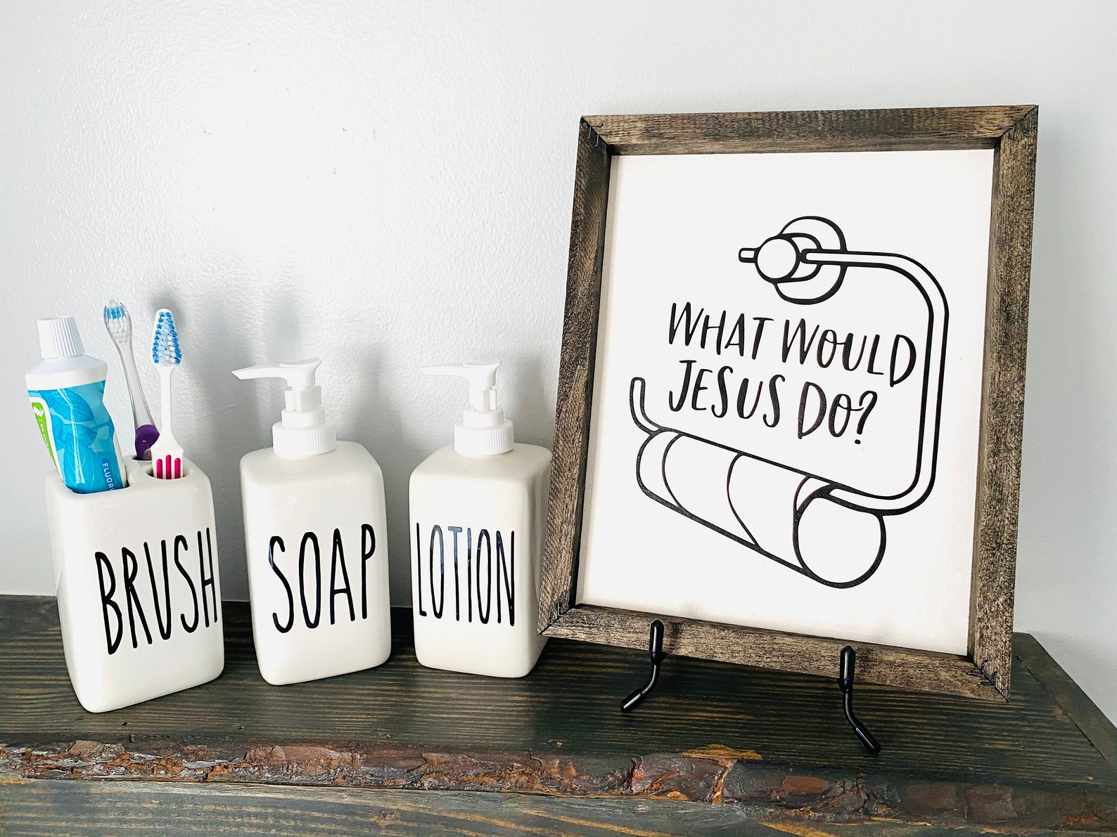 Set of 2 WWJD Reverse Canvas Signs Rustic Bathroom Sign | Etsy