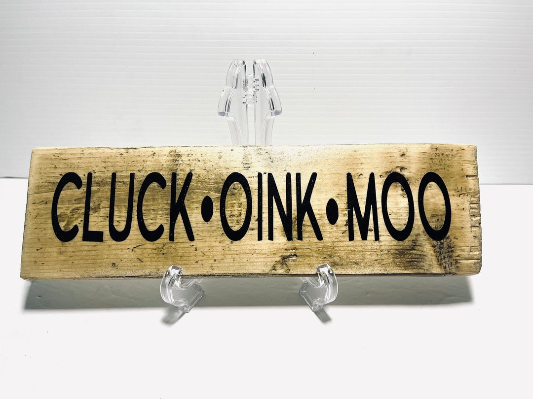 Cluck Oink Moo Farmhouse Wooden Sign, Wooden Wall Décor, Housewarming ...