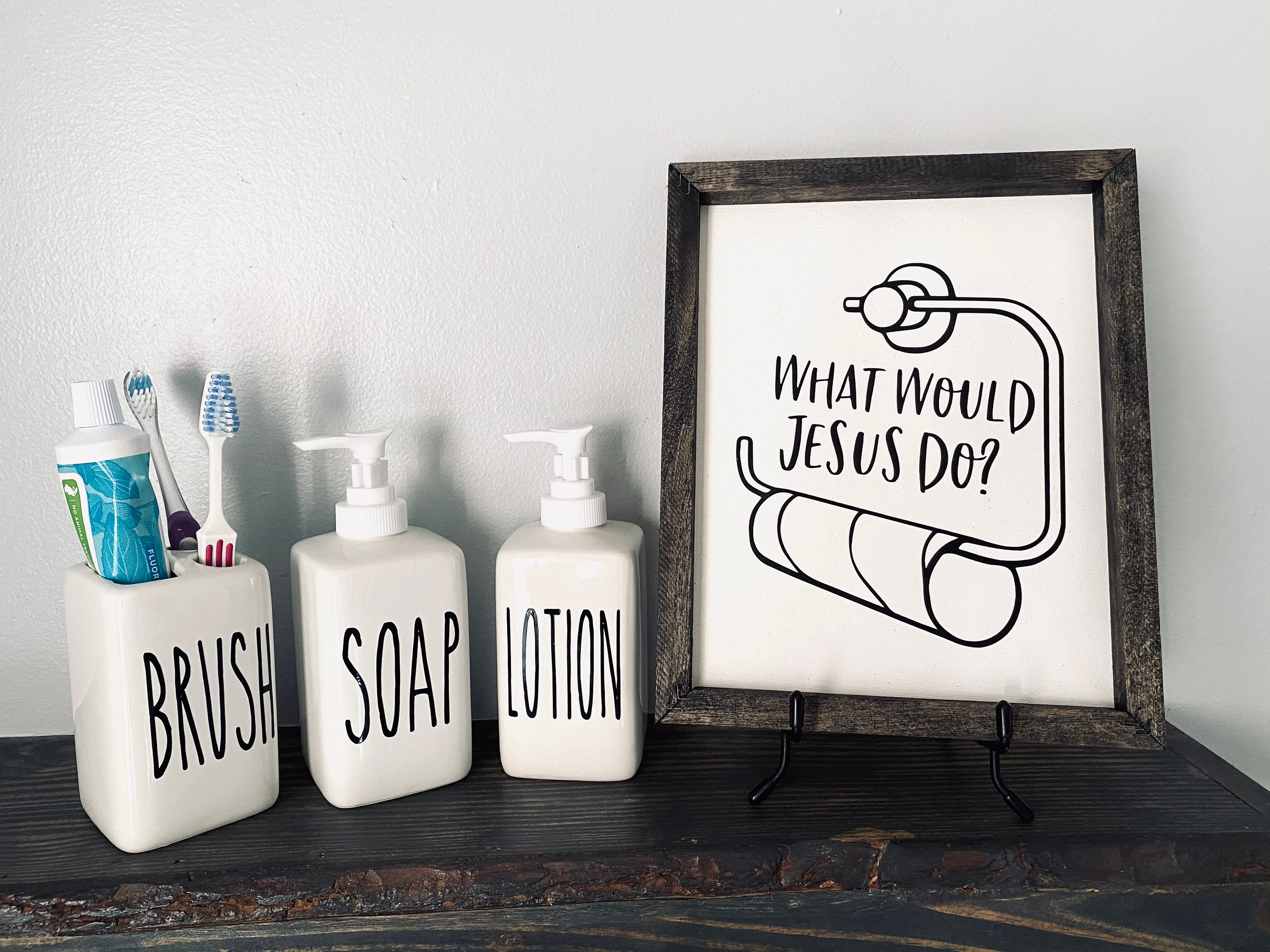 Set of 2 WWJD Reverse Canvas Signs Rustic Bathroom Sign | Etsy