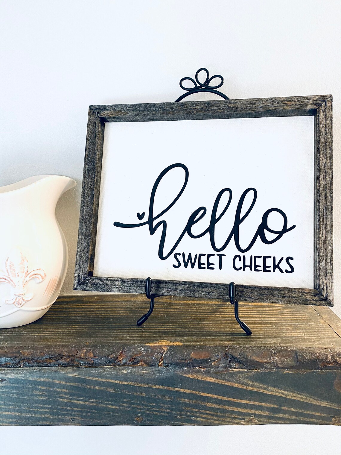 Hello Sweet Cheeks Sign Rustic Bathroom Sign Reverse Canvas | Etsy