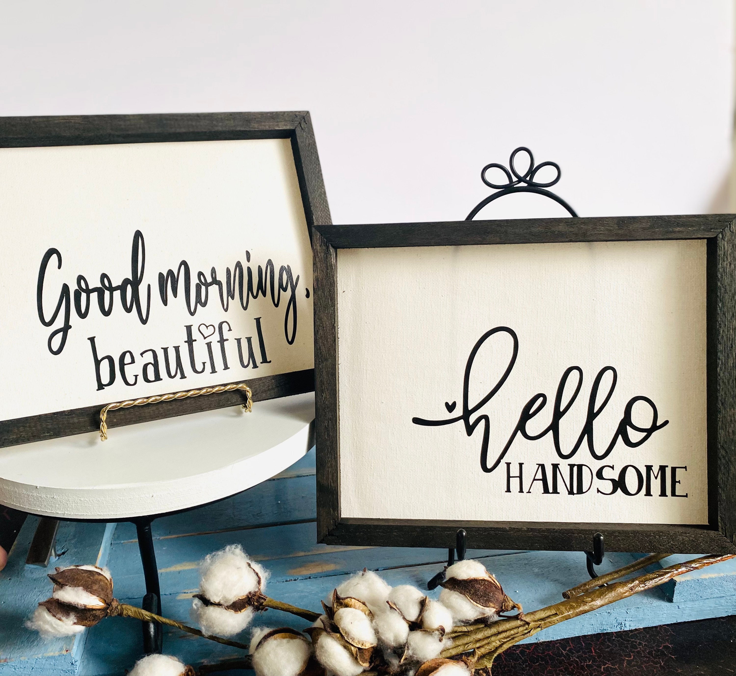Hello Handsome Sign Rustic Bathroom Sign for Him Reverse - Etsy