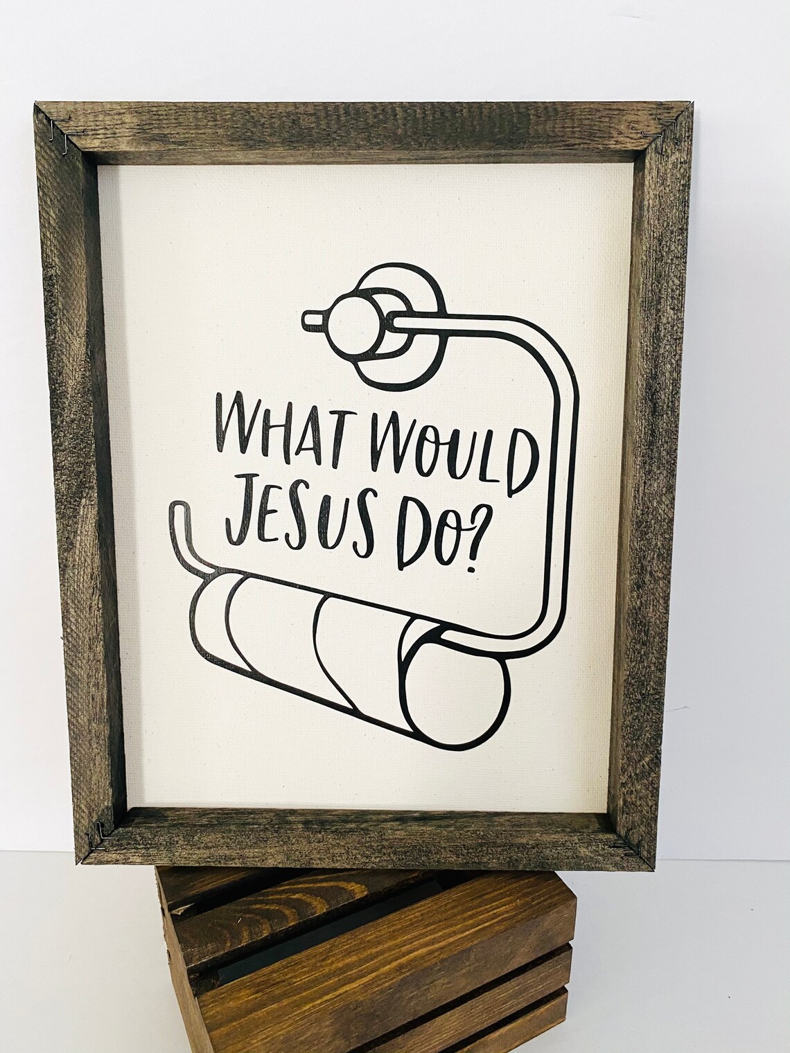 Set of 2 WWJD Reverse Canvas Signs Rustic Bathroom Sign - Etsy