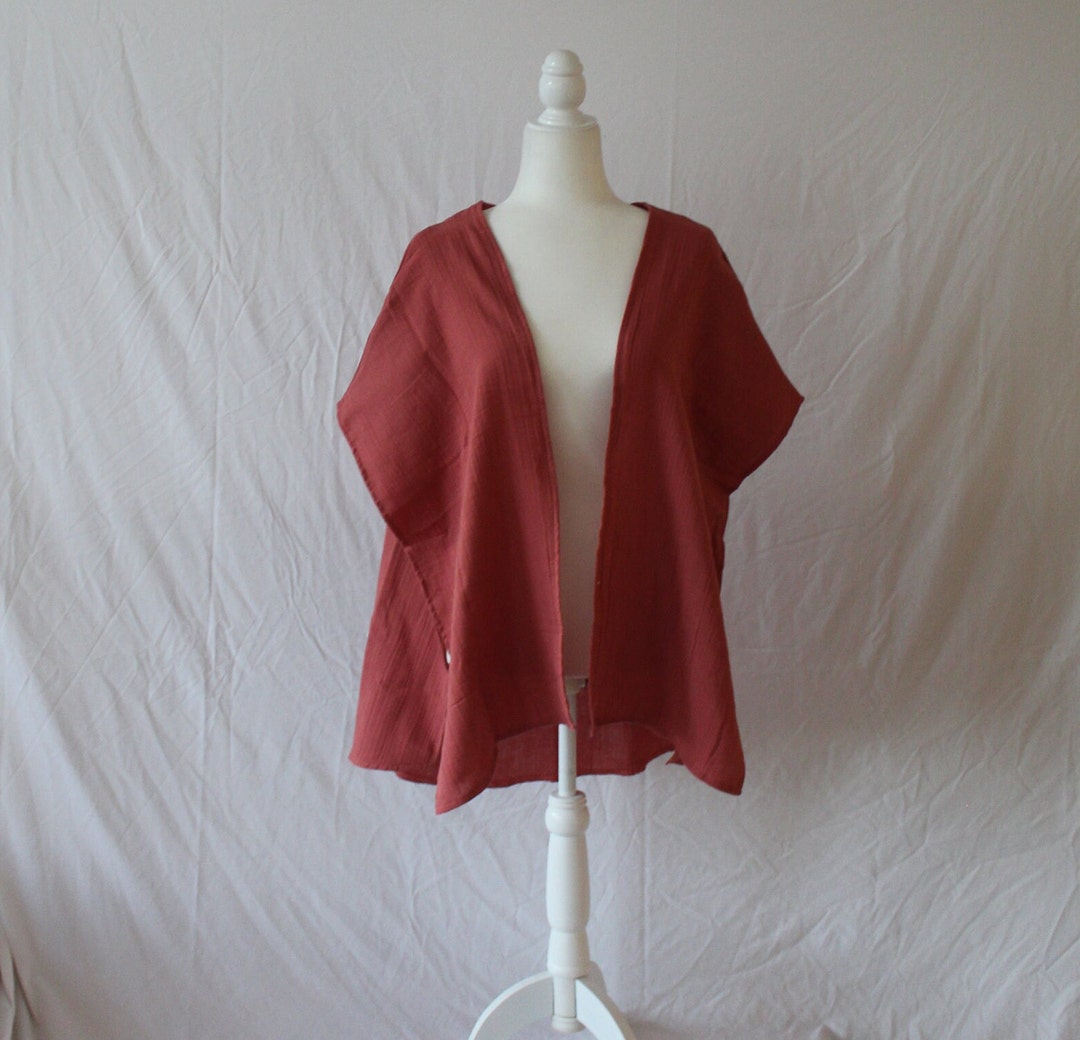 Linen Shrug, Brick Red Color Shrug, Summer to Fall Layering in Style ...