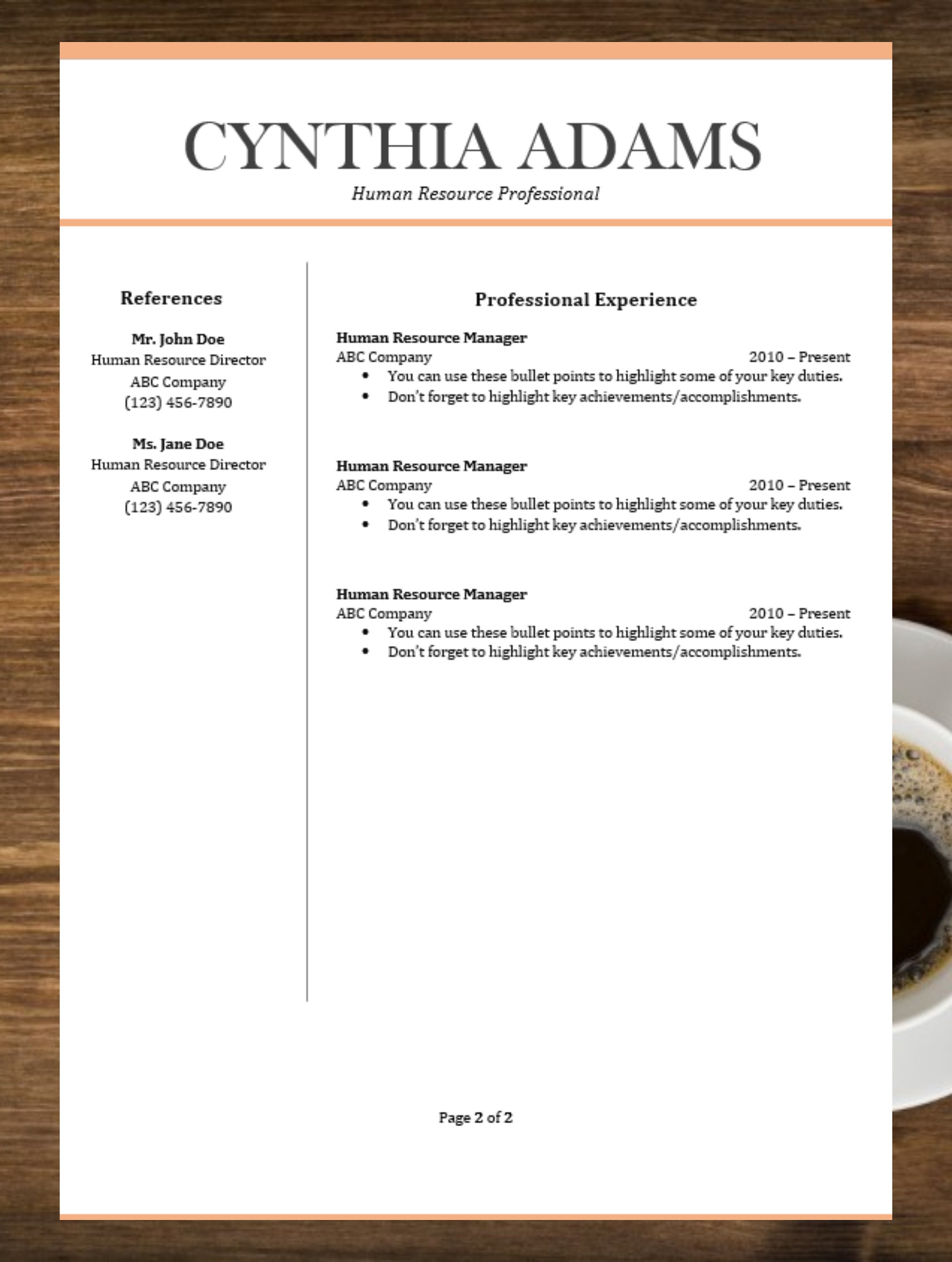 Word Resume Template ATS Compliant Resume Template Modern Etsy UK