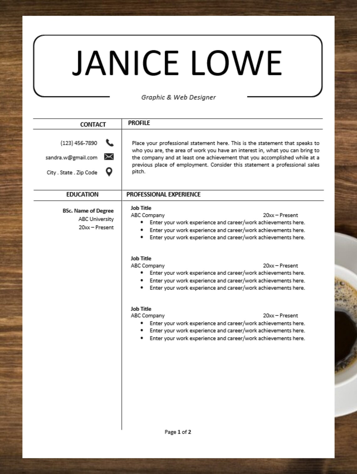 Word Resume Template - ATS Compliant Resume Template - Modern Resume ...