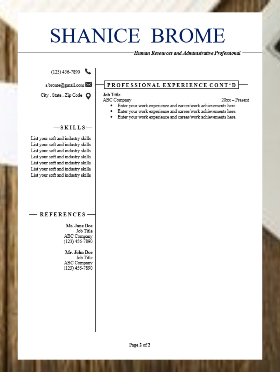 Word Resume Template ATS Compliant Resume Template Modern Resume ...