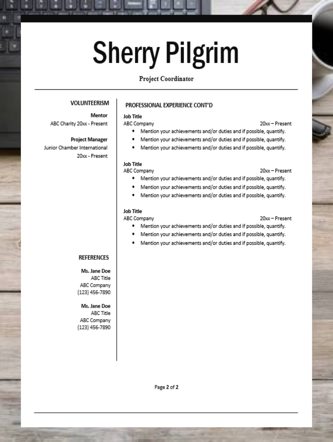 Word Resume Template ATS Compliant Resume Template Modern - Etsy