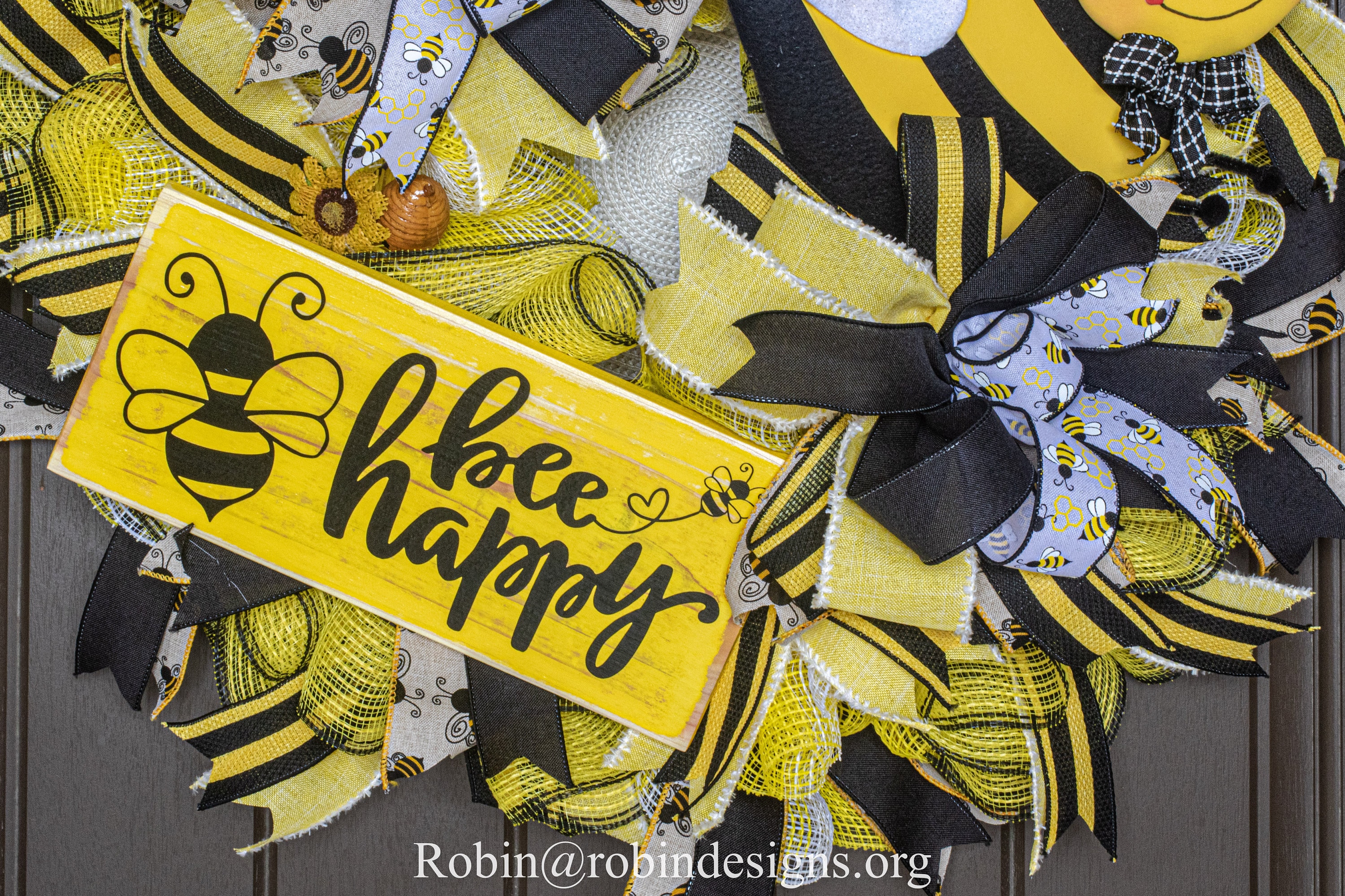 Bee Happy Wreath Cute as Can Bee Wreath Spring Bee Happy - Etsy