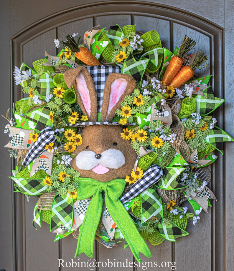 Easter Bunny Wreath, Spring Wreath, Easter Wreath, Happy Easter - Etsy