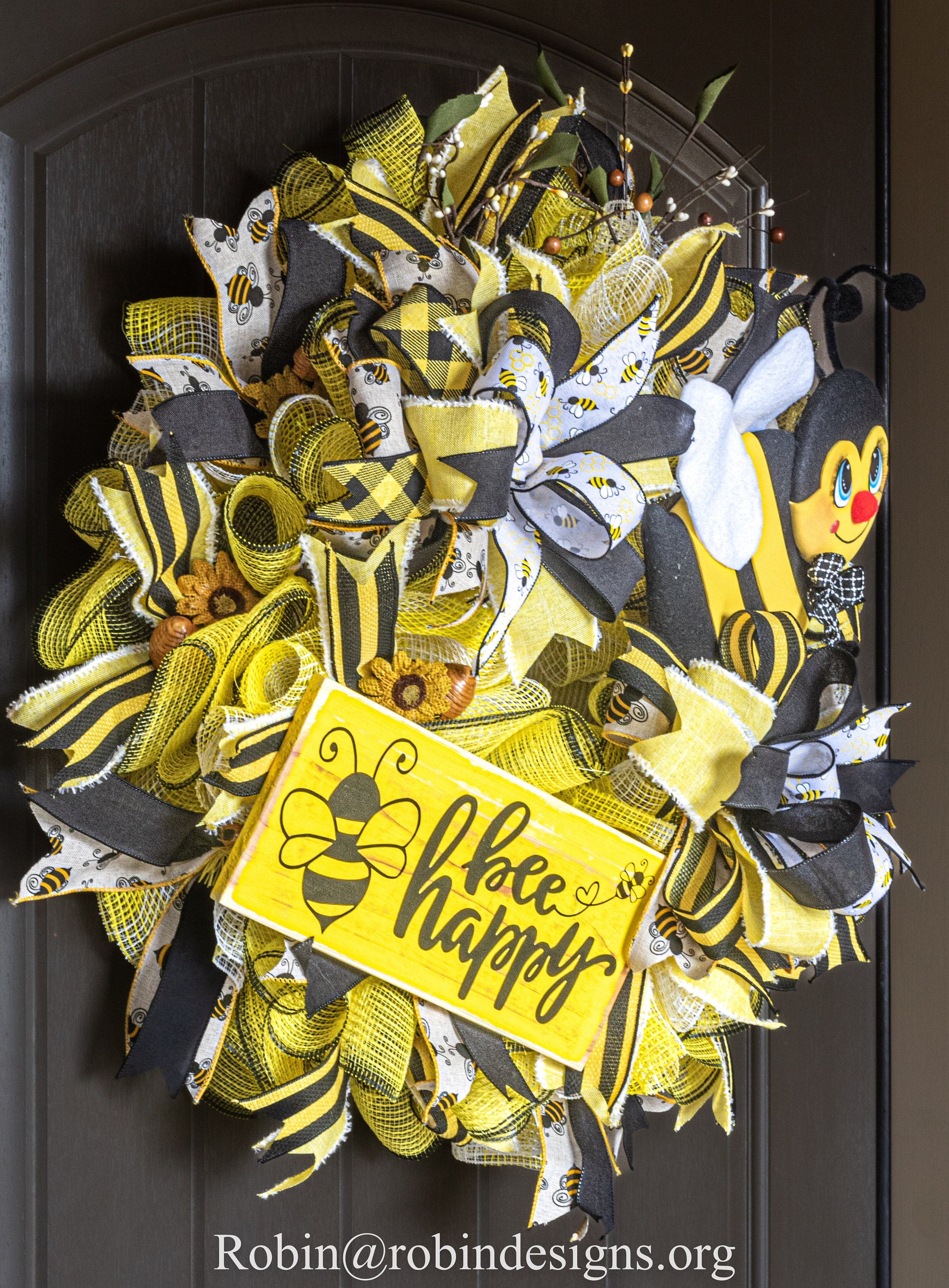 Bee Happy Wreath Cute as Can Bee Wreath Spring Bee Happy - Etsy