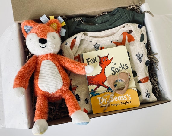 Baby Boy Fox Gift Box Set With Personalized Card-new Baby - Etsy