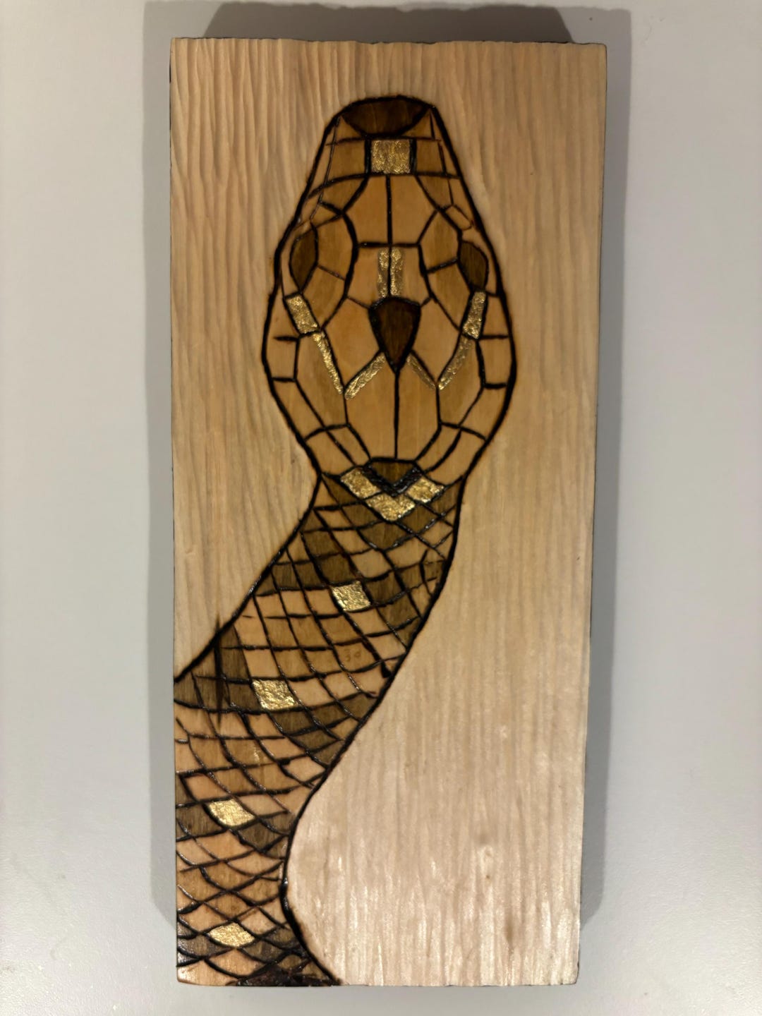Hand-carved Snake Wood Art With Stain and Wood Burned Details – Unique ...
