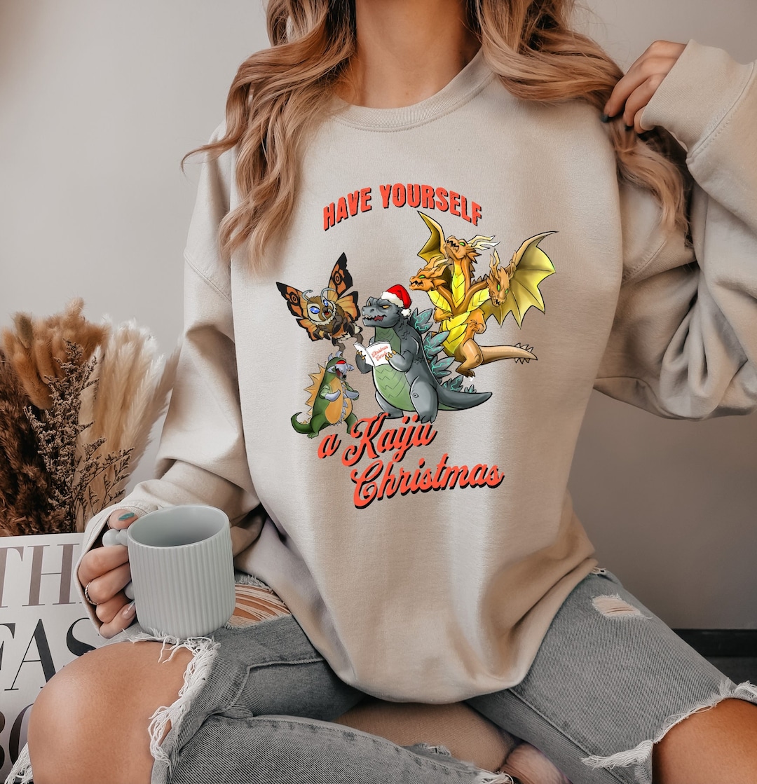 Kaiju Christmas Sweat Shirt, Godzilla and Friends Xmas Sweater ...