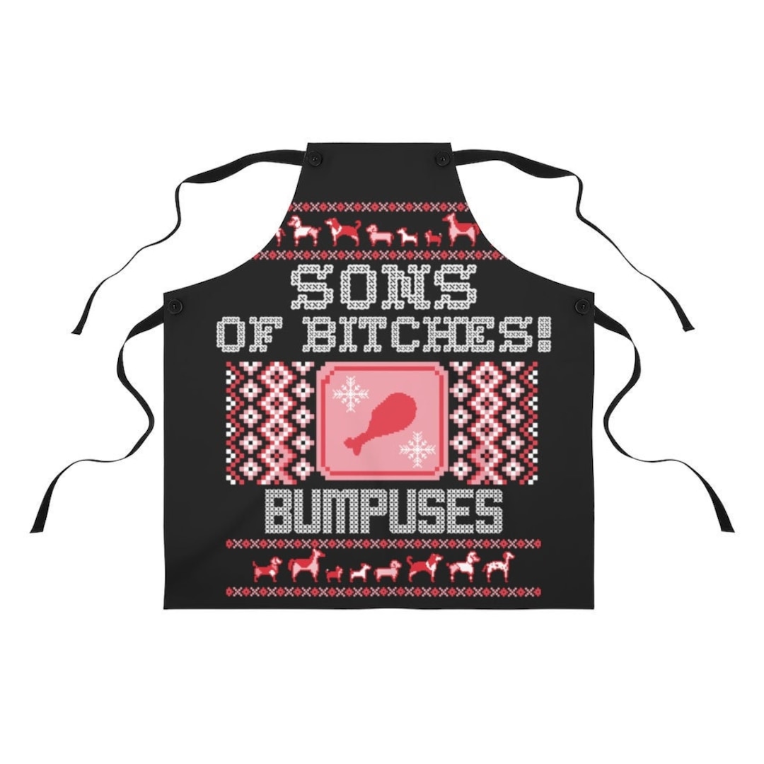 Funny Christmas Apron/ Ugly Christmas Sweater Apron/ Sons of Bitches ...