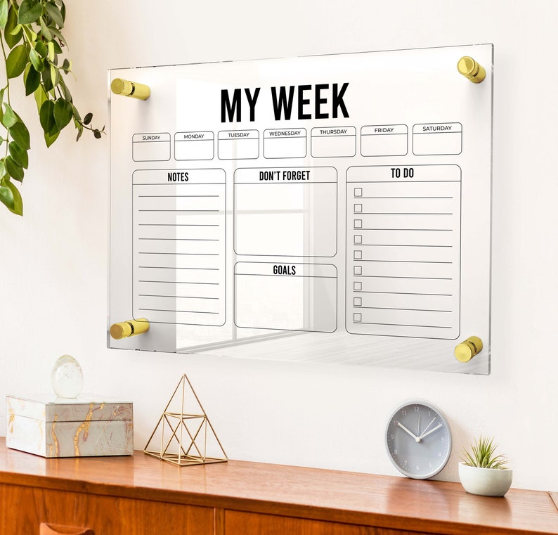 Custom Weekly Planner Acrylic Wall Calendar Dry Erase Wall Planner ...