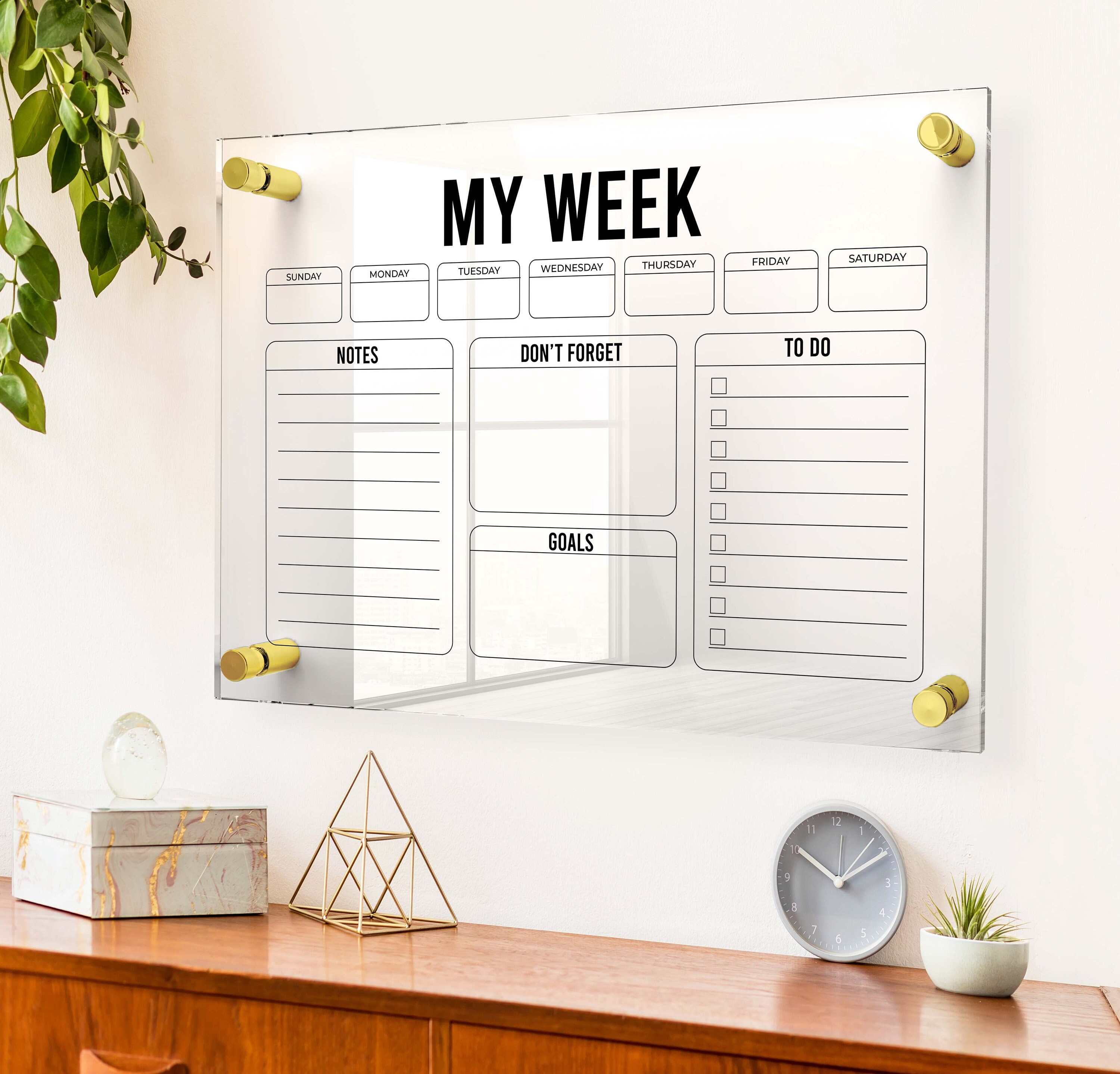 Custom Weekly Planner Acrylic Wall Calendar Dry Erase Wall Planner ...