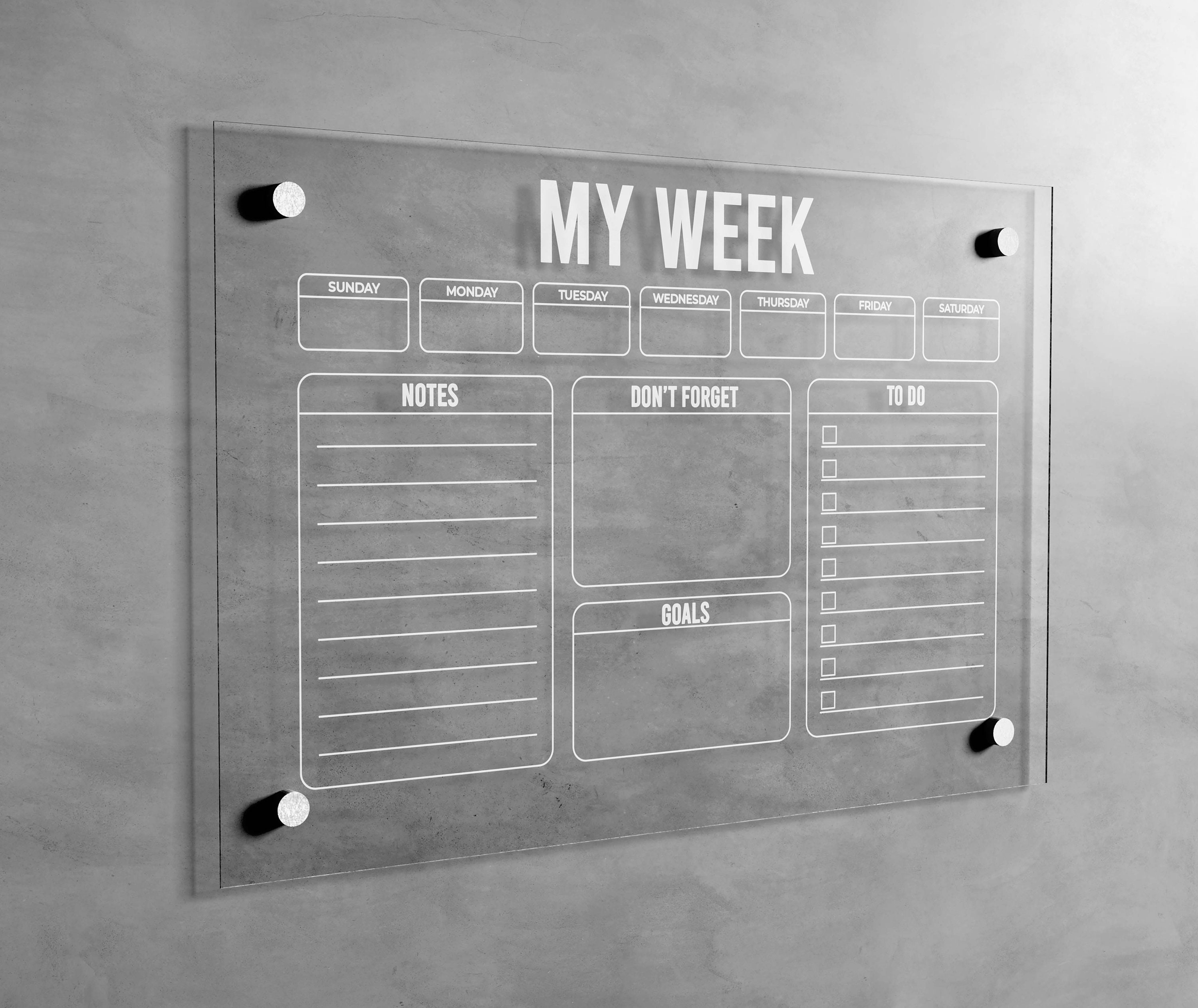 Custom Weekly Planner Acrylic Wall Calendar Dry Erase Wall Planner ...