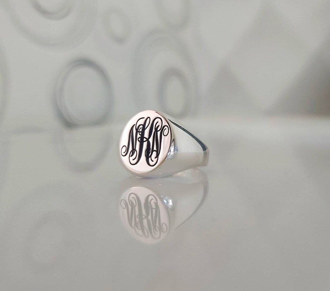 Monogram Signet Ring Signature Engraved Ringsignet Silver - Etsy