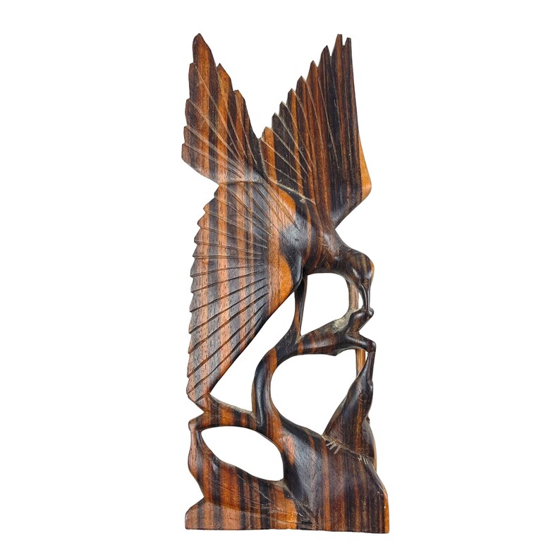 Vintage Hand Carved Wooden Statue Mother Bird Feeding Baby on Branch - Etsy