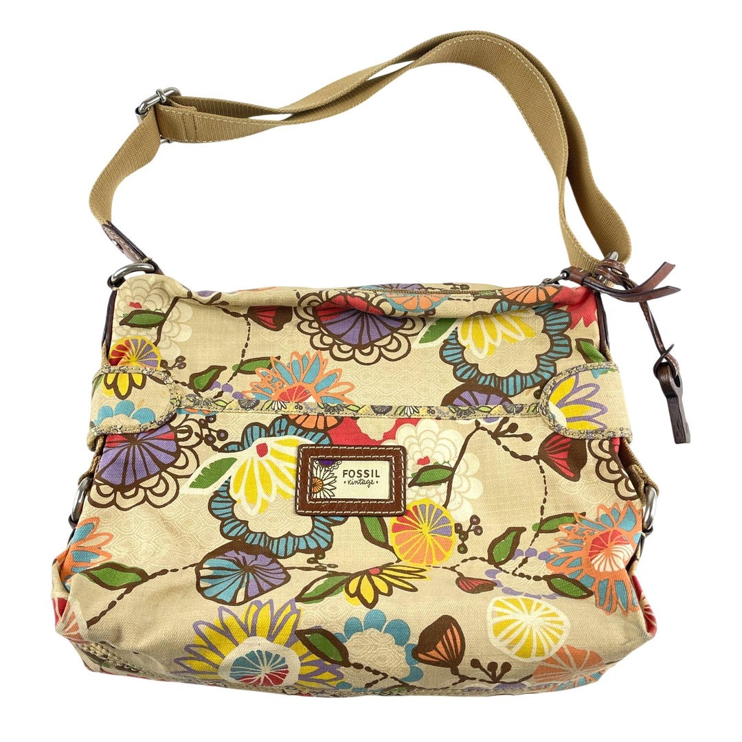 Fossil Vintage Floral Canvas Purse Shoulder Bag Boho Spring - Etsy